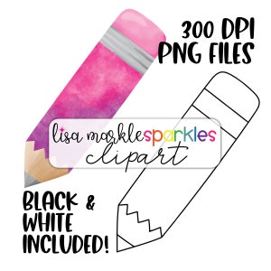 Watercolor Pencil Clipart Rainbow School Teacher Planner Office Clipart ...