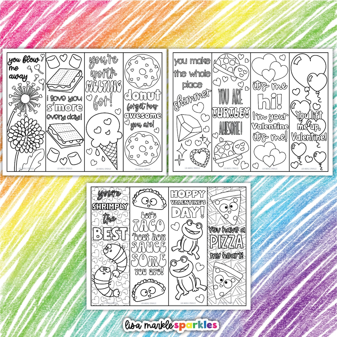 Valentine's Day Bookmarks to Color Coloring Activity Printable for Kids ...