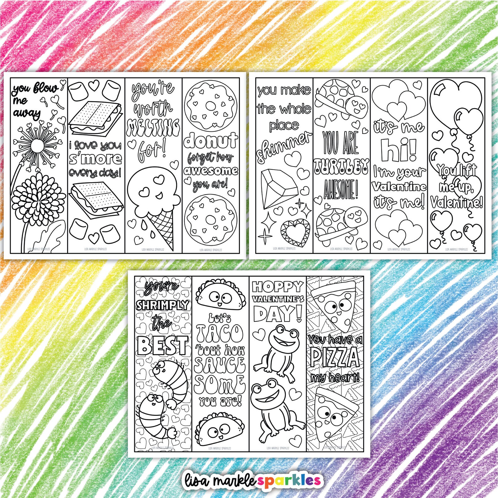 Valentine's Day Bookmarks to Color Coloring Activity Printable for Kids ...