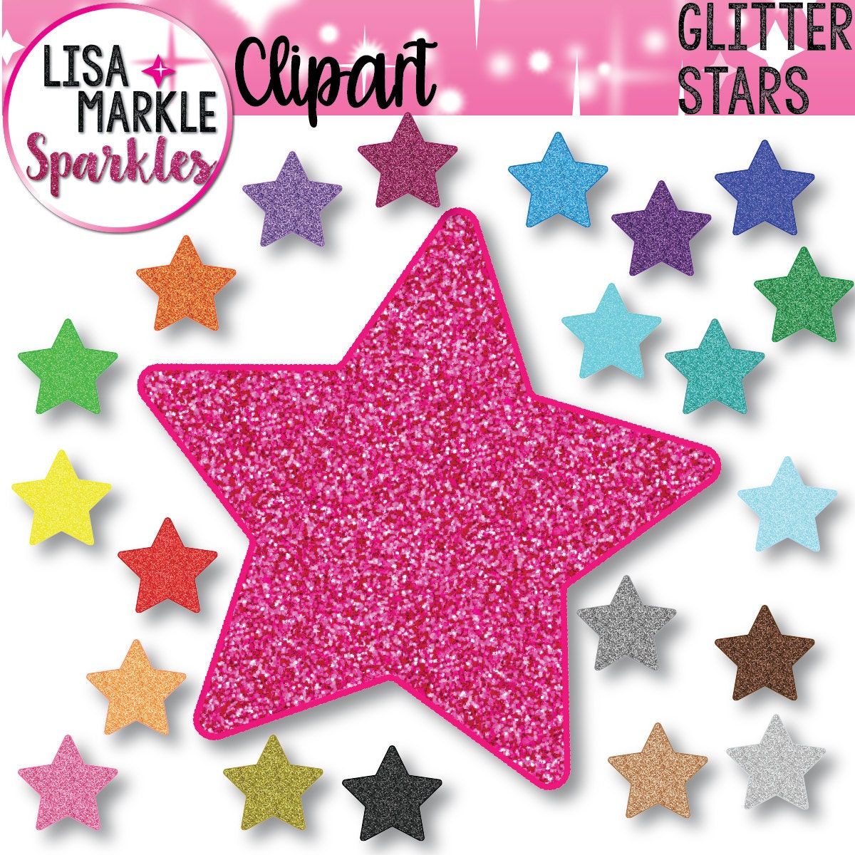 Star Clipart, Glitter Stars Clipart - Etsy