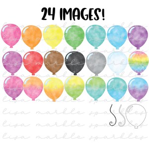 Watercolor Balloon Clipart Rainbow Birthday Party Celebration Clipart ...