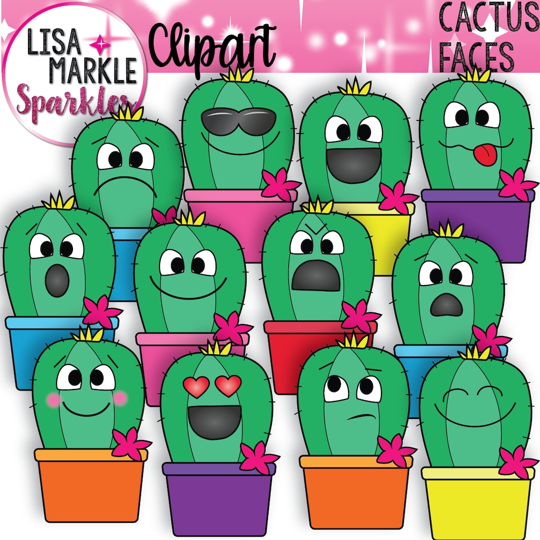 Cactus Clipart, Cactus Emoji Clipart, Cactus Clipart With Faces - Etsy