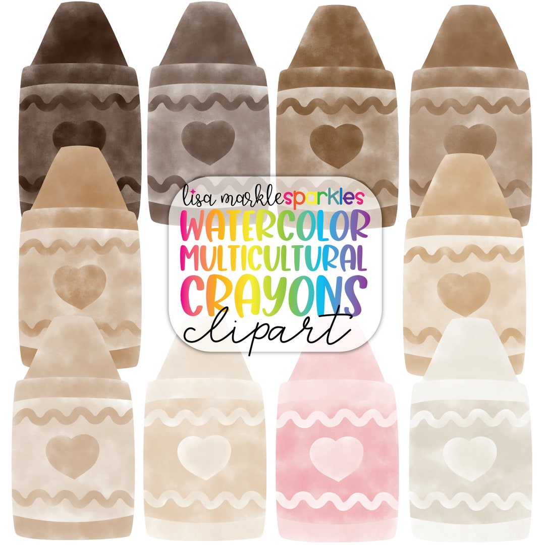 Watercolor Crayon Clipart Skin Tone Color Diverse Multicultural Teacher ...