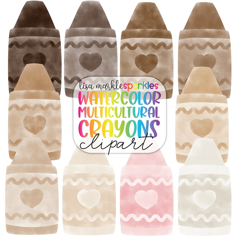 Watercolor Crayon Clipart Skin Tone Color Diverse - Etsy