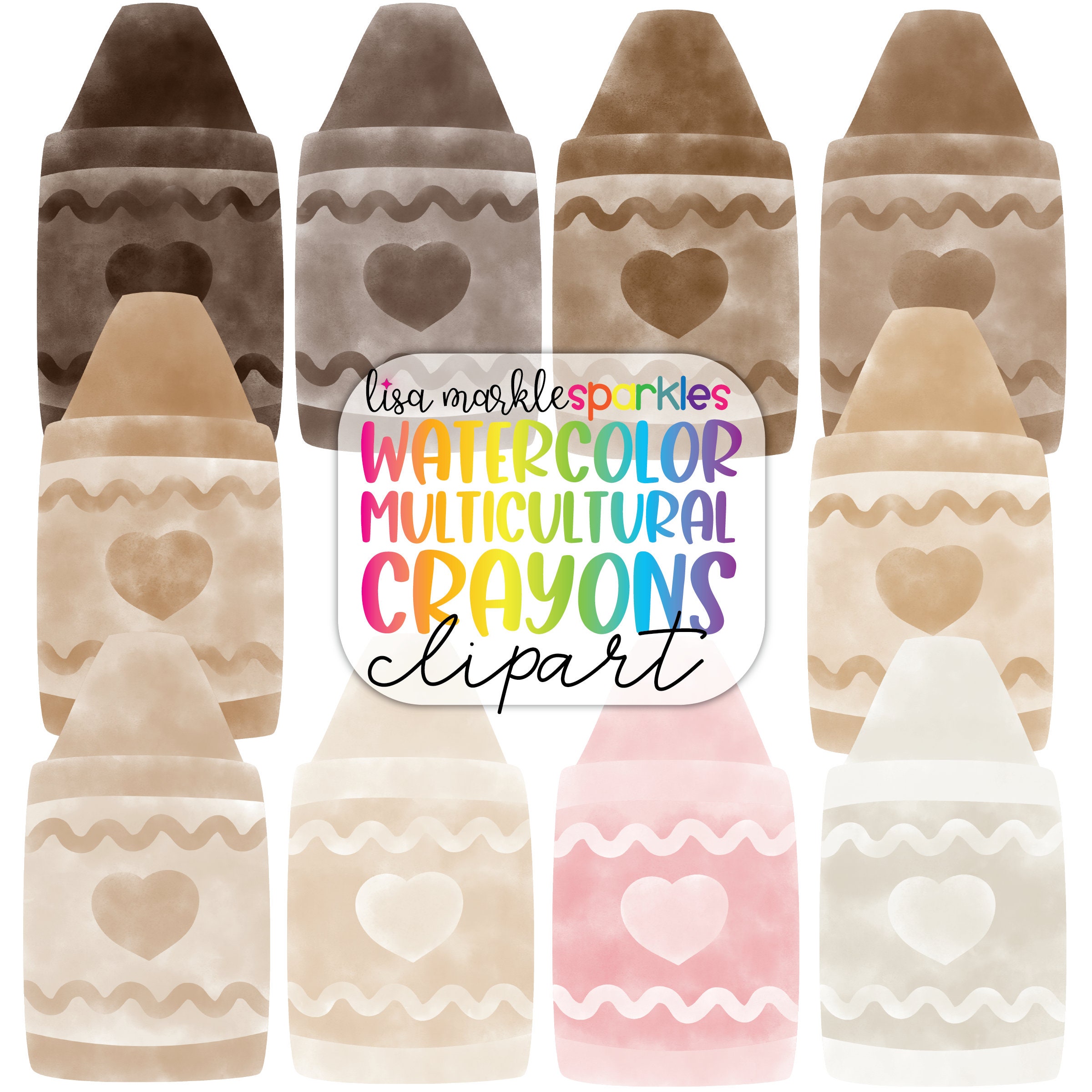 Watercolor Crayon Clipart Skin Tone Color Diverse - Etsy