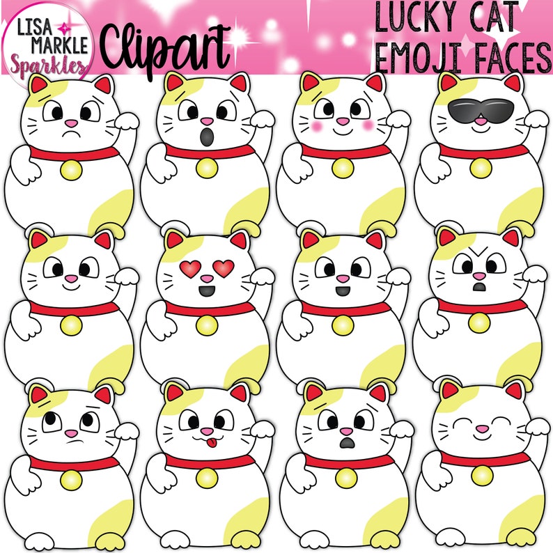Emotions Clipart Feelings Clipart Chinese Lucky Cat Clipart | Etsy