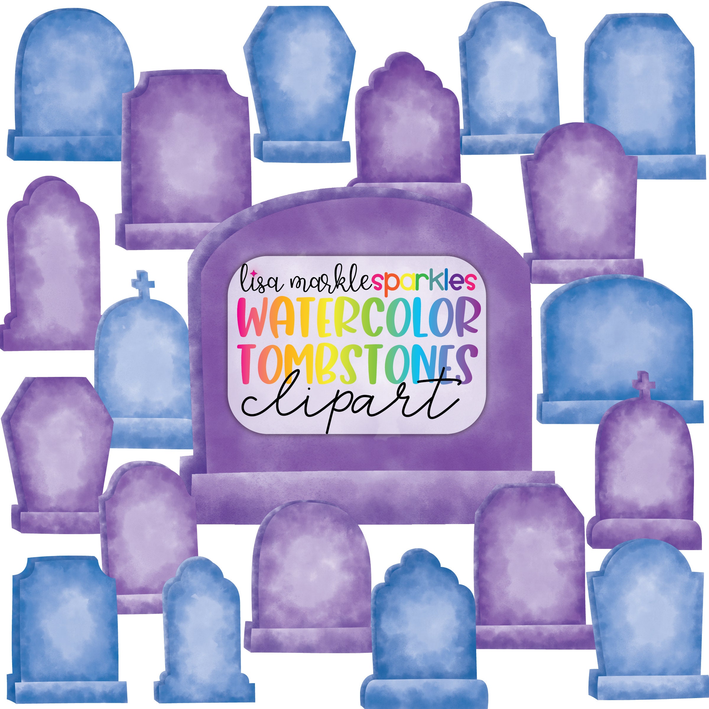 Watercolor Halloween Cemetery Grave Yard Tombstone Clipart PNG Image ...