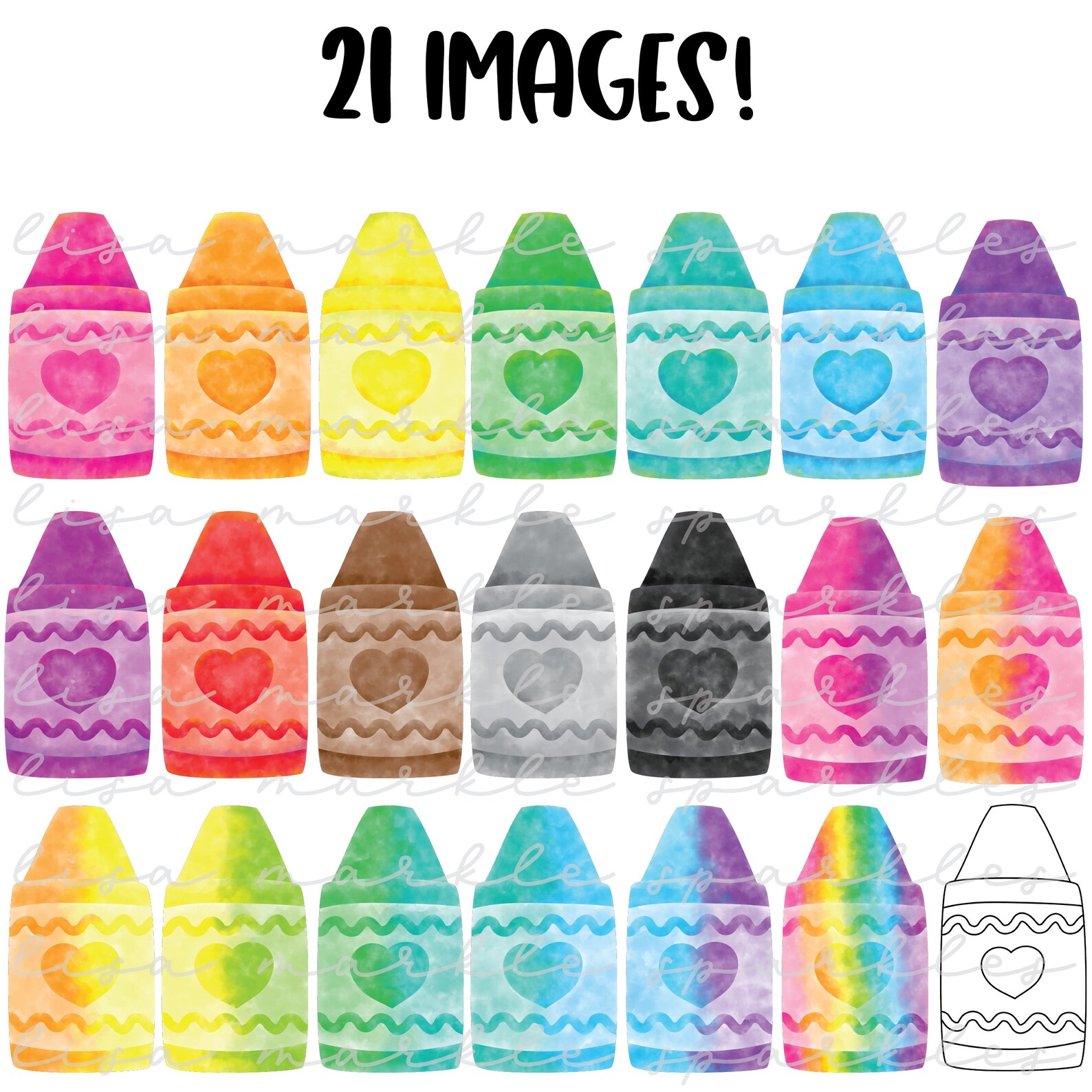Watercolor Rainbow Crayon Clipart School Teacher Preschool Craft ...