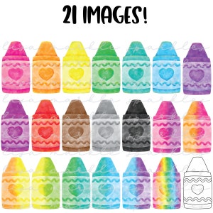 Watercolor Rainbow Crayon Clipart School Teacher Preschool Craft ...