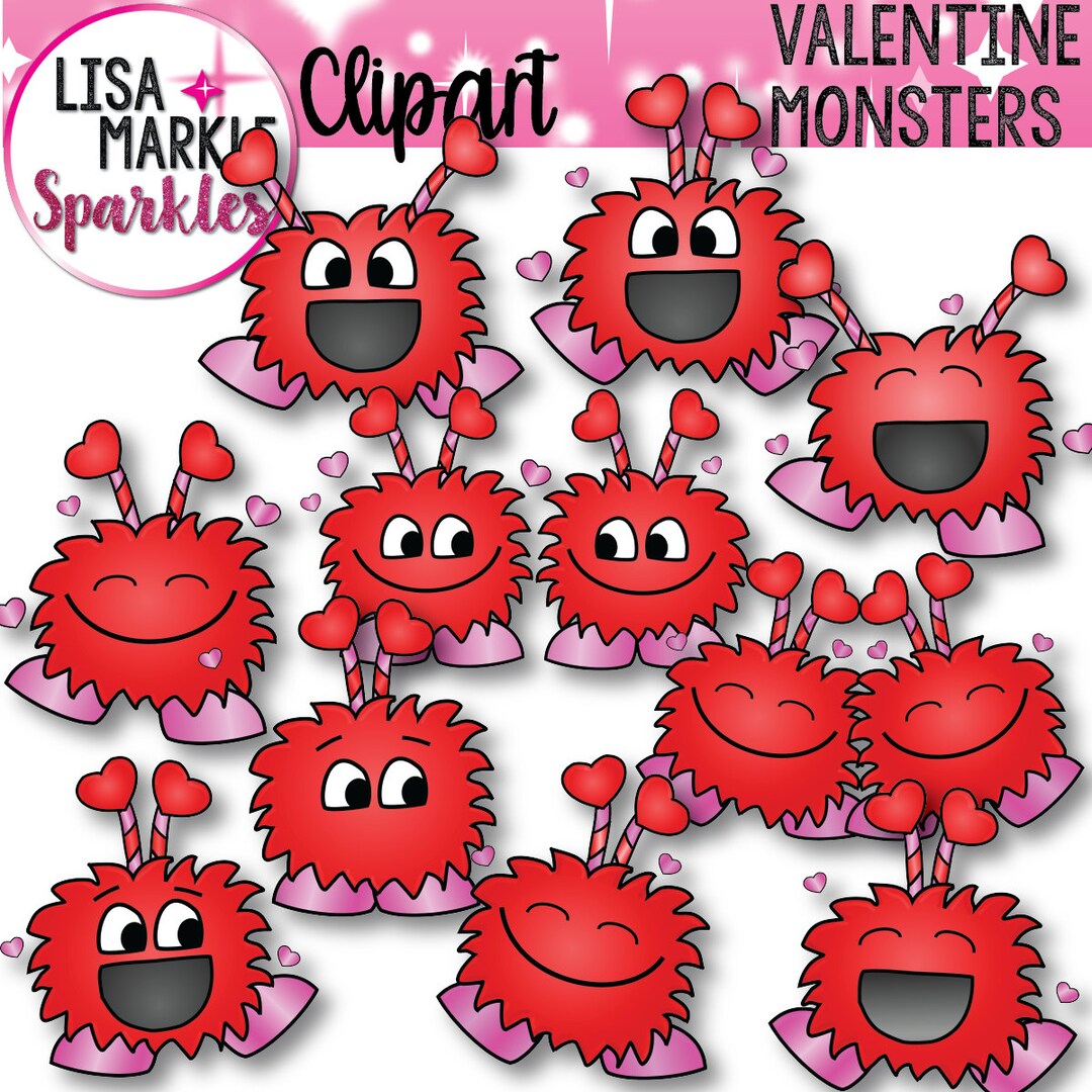 Valentine's Day Clipart, Valentine's Day Monster Clipart - Etsy