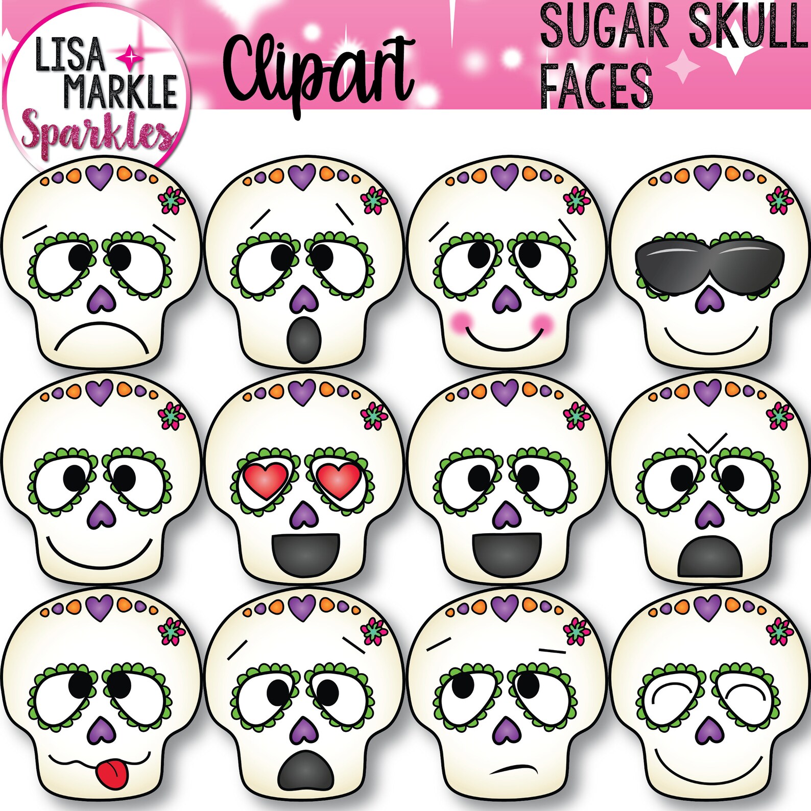 Emotions Clipart Feelings Clipart Sugar Skull Clipart Skull - Etsy
