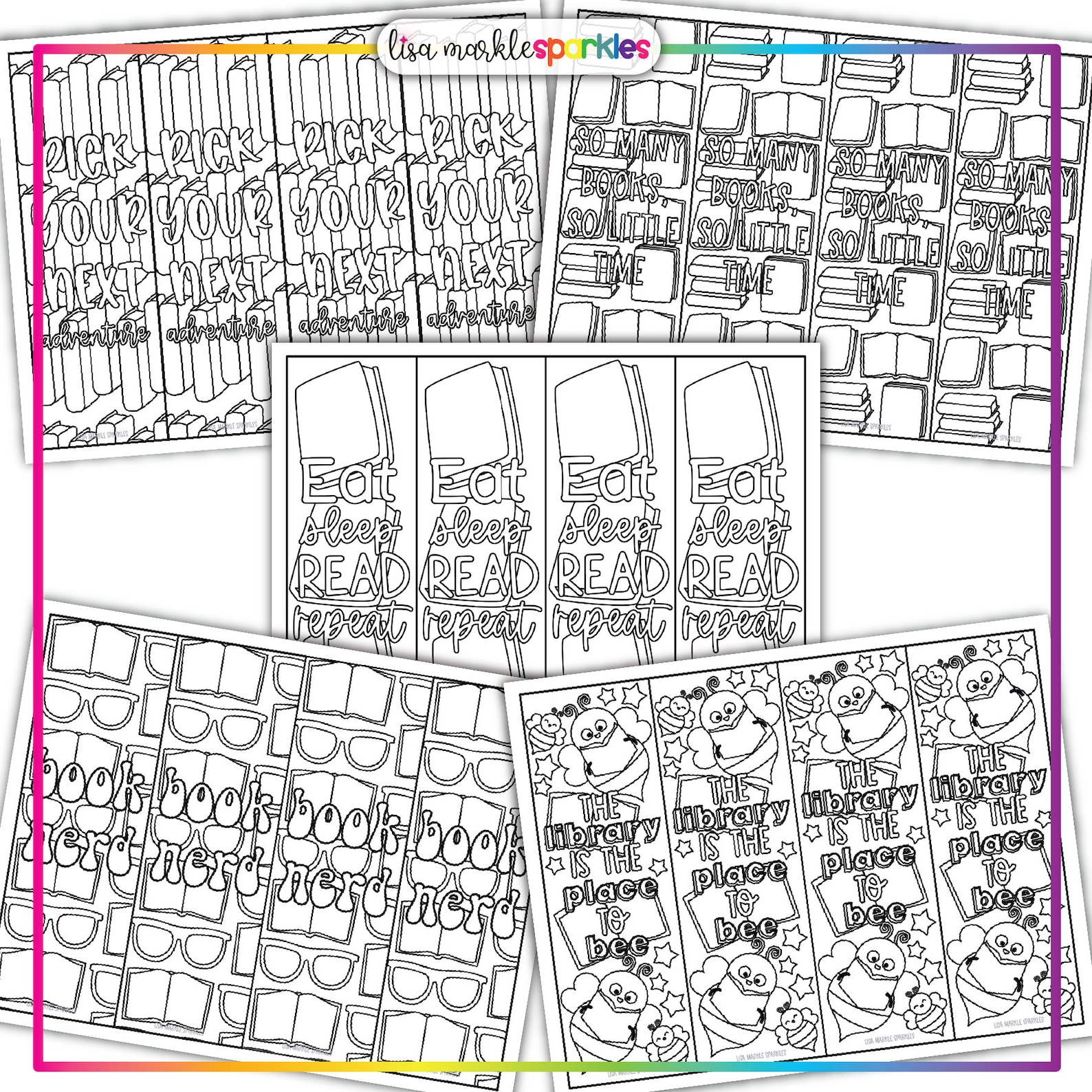 Reading Library Coloring Bookmarks to Color Printable PDF - Etsy