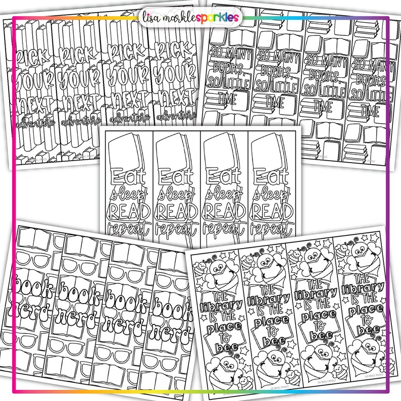 Reading Library Coloring Bookmarks to Color Printable PDF - Etsy