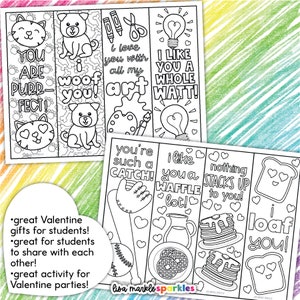 Valentine's Day Bookmarks to Color Coloring Activity Printable for Kids ...