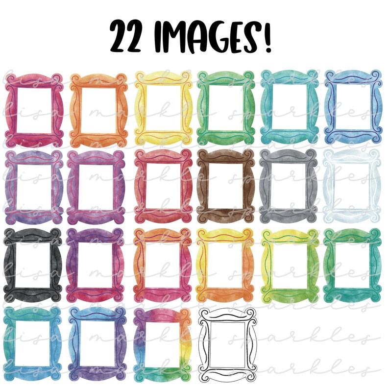 Watercolor Picture Frame Clipart Rainbow Flourish Swirl Elegant Doodle ...