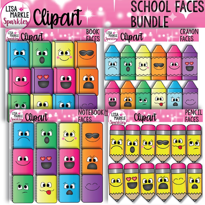Emoji Clipart Emotion Clipart Back to School Clipart Crayon Pencil Book ...