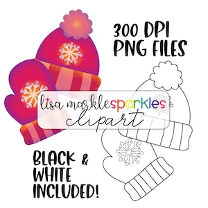 Mittens and Hats Clipart Snow Clothes Gloves Watercolor Rainbow Winter ...