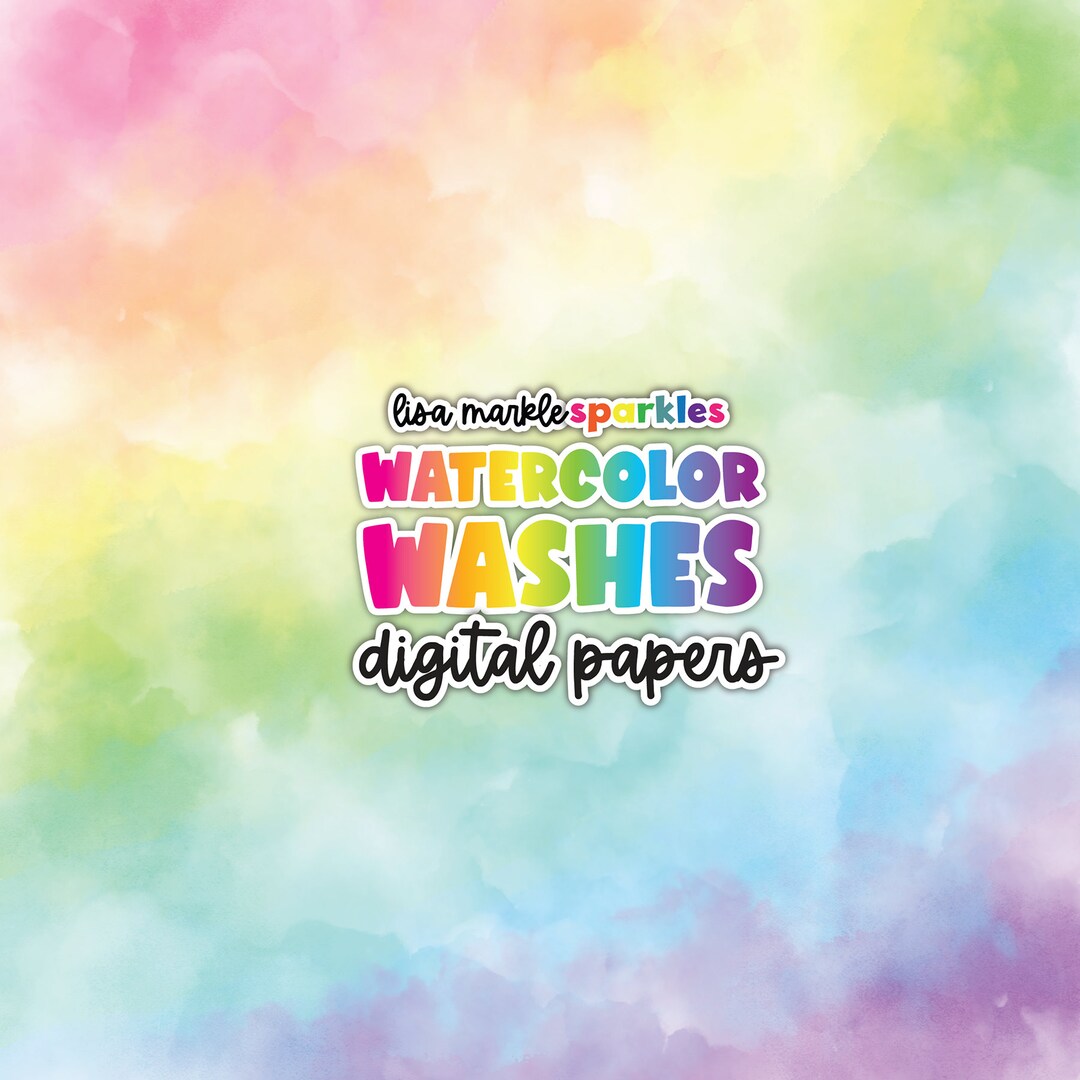 Watercolor Washes Digital Paper Backgrounds Textures Rainbow Clipart - Etsy