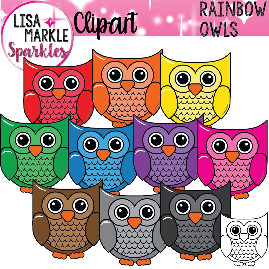 Hoot Owls Clipart, Rainbow Clipart, Back to School Clipart, Fall ...