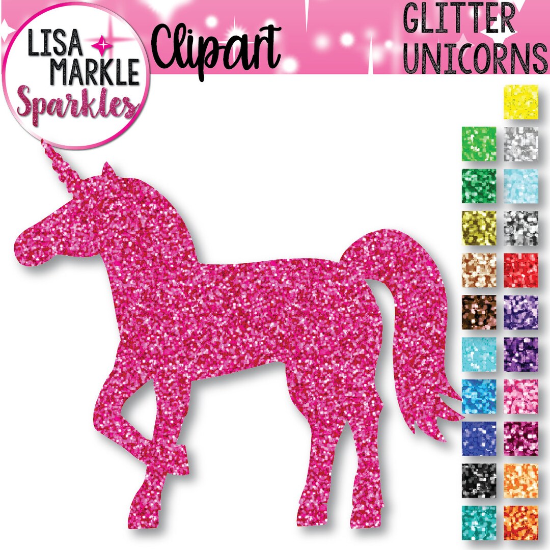 Unicorn Clipart, Glitter Unicorn Clipart - Etsy