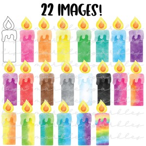 Watercolor Rainbow Birthday Candles Clipart Party Celebration Birthday ...