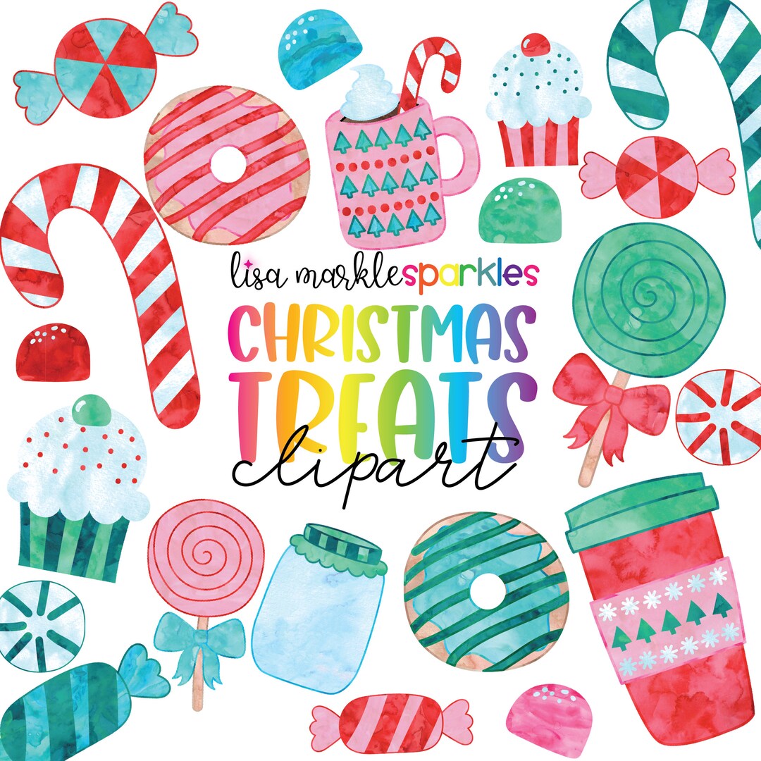 Watercolor Christmas Candy Clipart, Christmas Clipart, Watercolor ...
