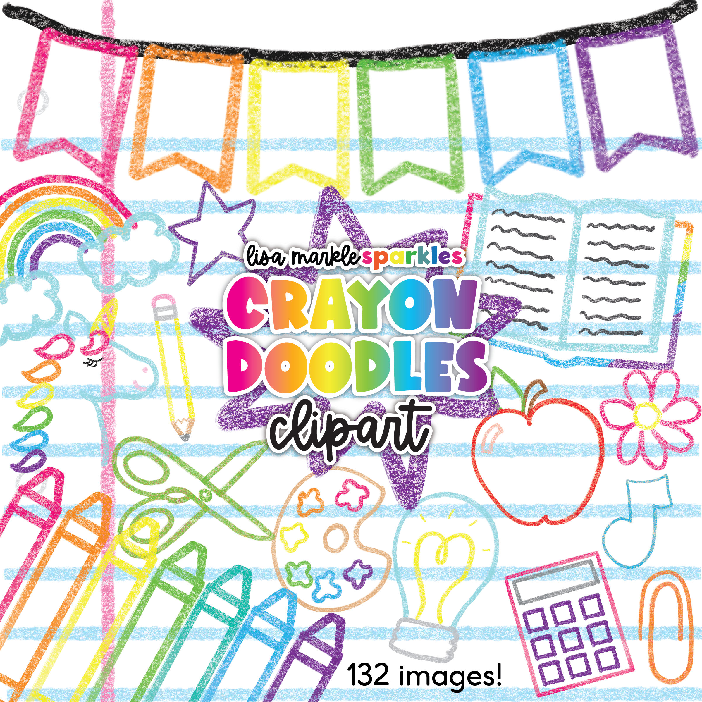 Crayon Doodles Drawing Clipart School Kids Teacher Craft Planner ...