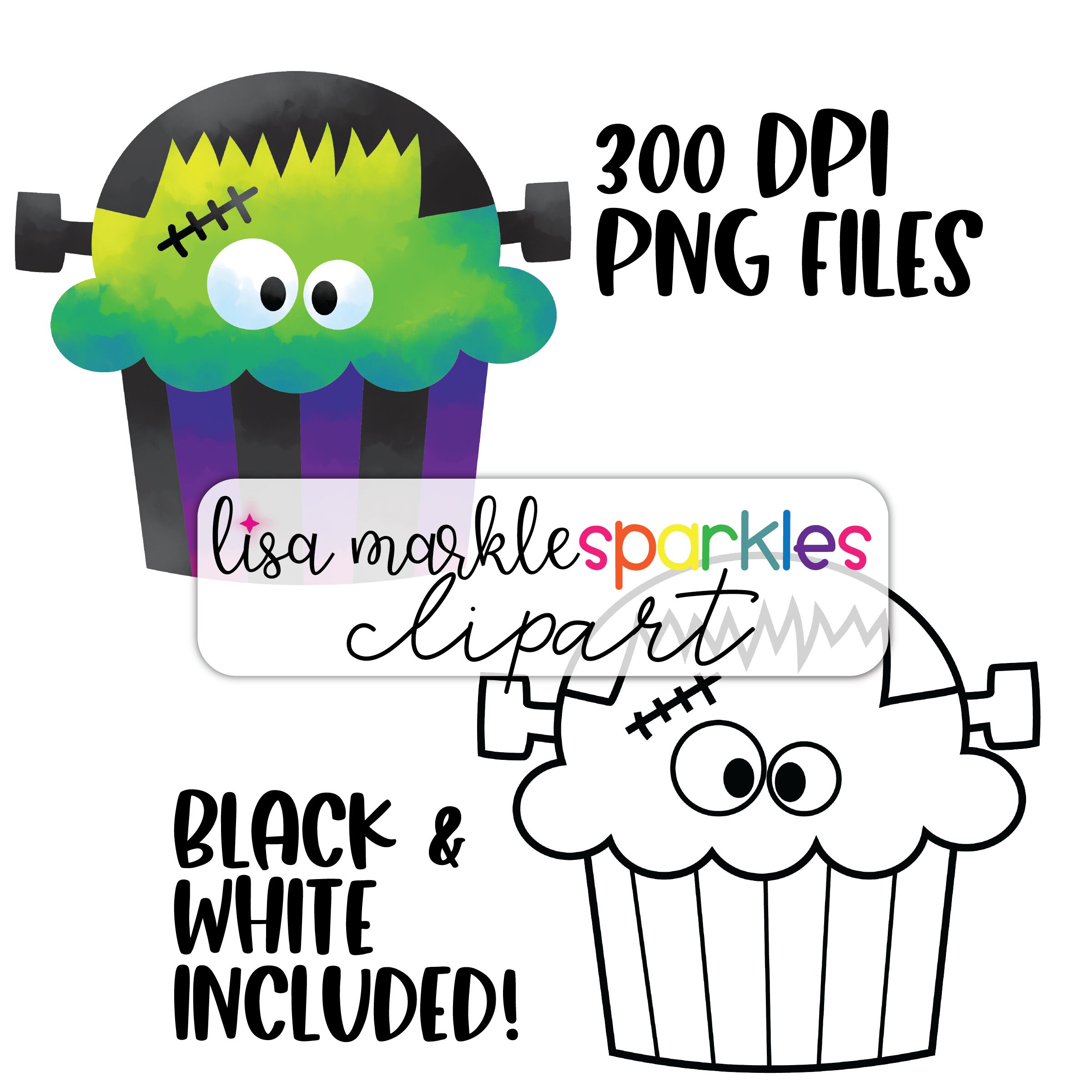 Watercolor Halloween Cupcake Clipart Pumpkin Fall Monster Skull Autumn ...