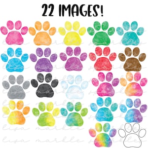 Watercolor Rainbow Paw Print Clipart PNG Image Pet Cat Dog Puppy Animal ...