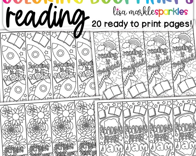 Printable Spring Coloring Bookmarks - Set of 6 - PDF Instant Digital ...