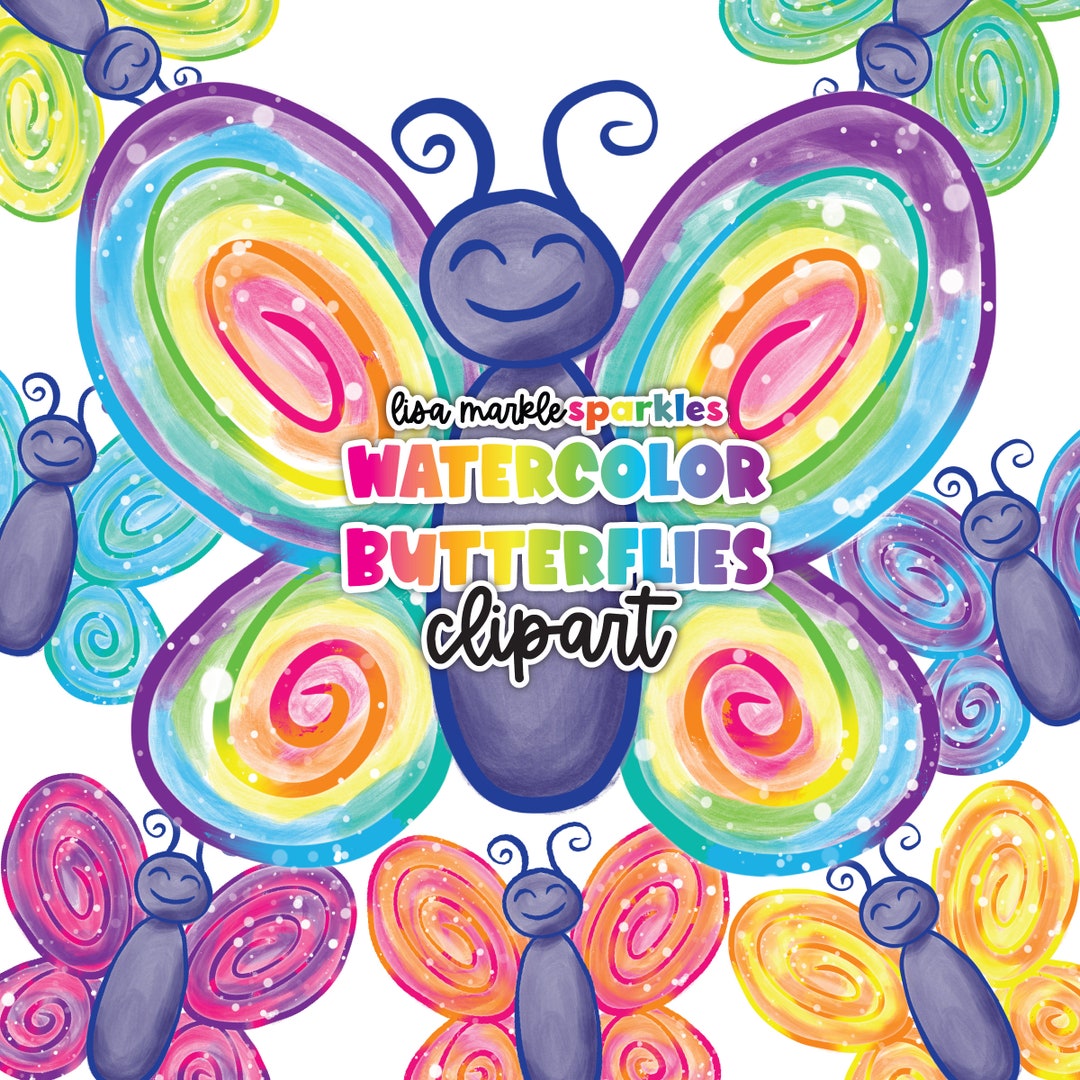 Watercolor Butterfly Clipart Rainbow Butterfly Spring Garden PNG Image ...