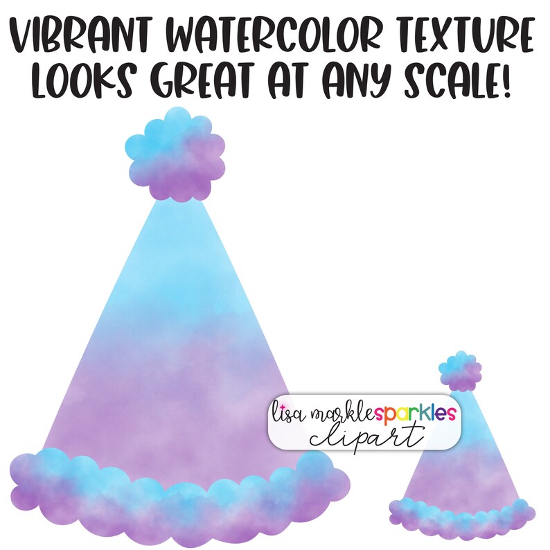 Watercolor Rainbow Birthday Party Hat Clipart Birthday Party ...