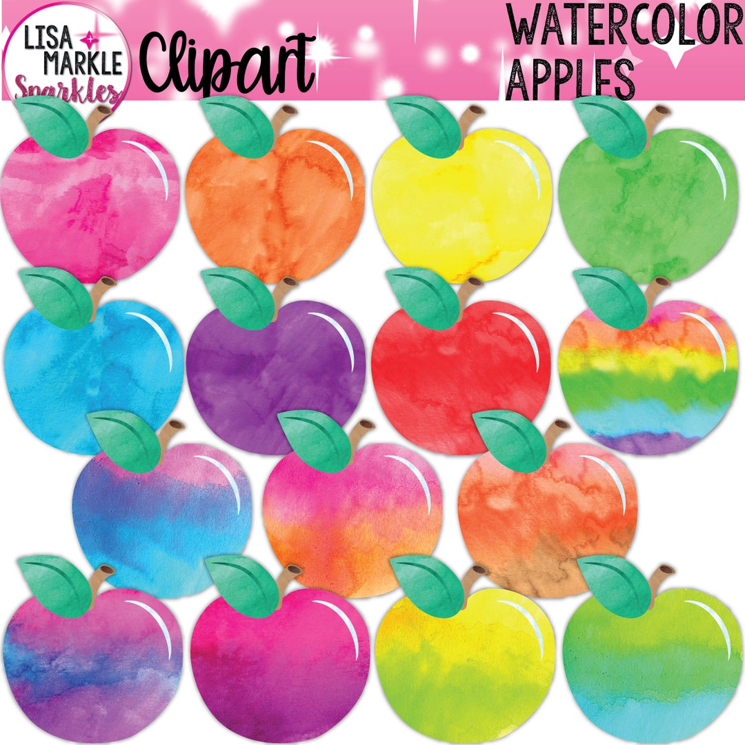 Apple Clipart, Watercolor Apple Clipart - Etsy
