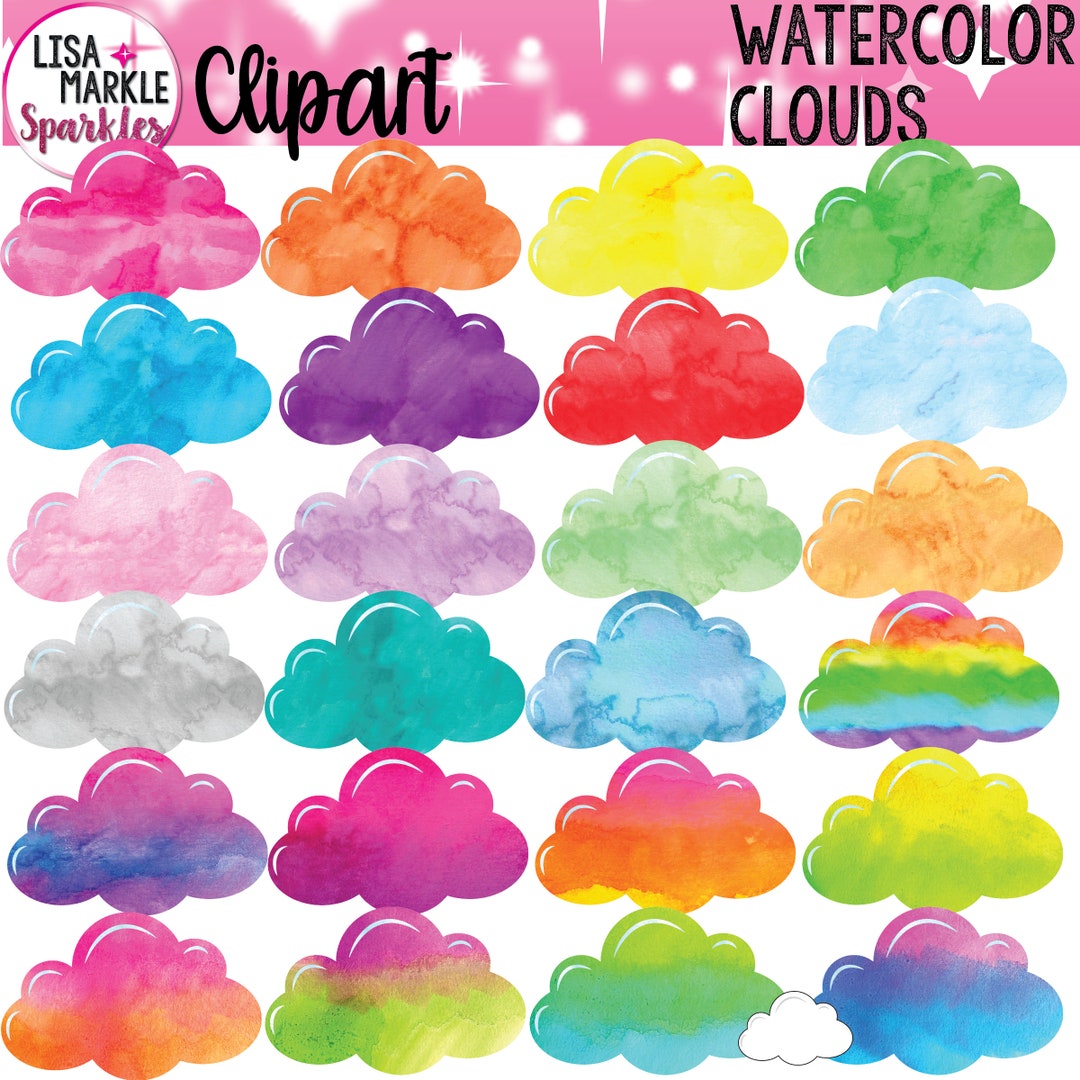 Cloud Clipart, Watercolor Cloud Clipart, Weather Clipart - Etsy