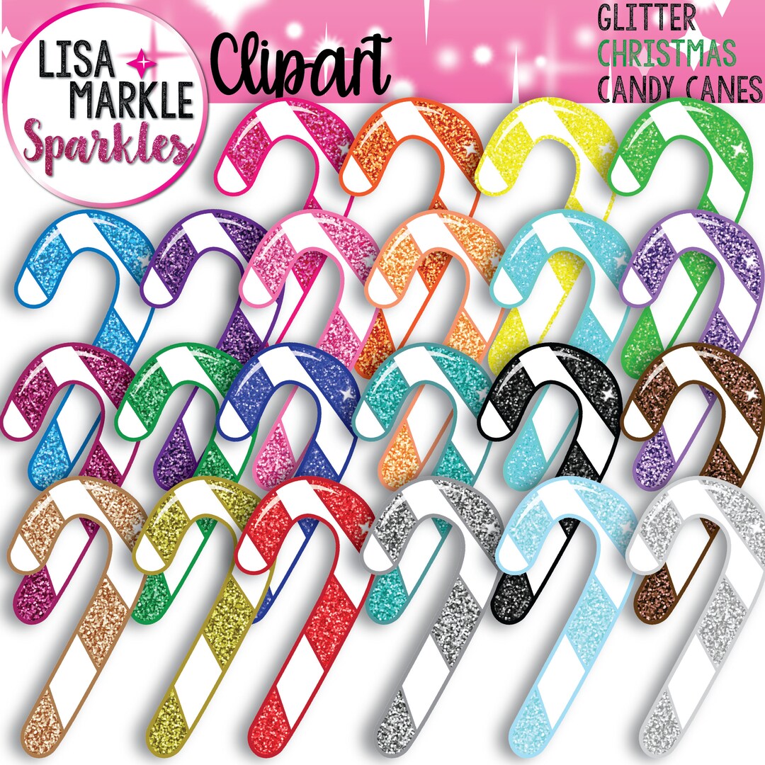 Candy Cane Clipart, Glitter Candy Cane Clipart, Christmas Clipart ...