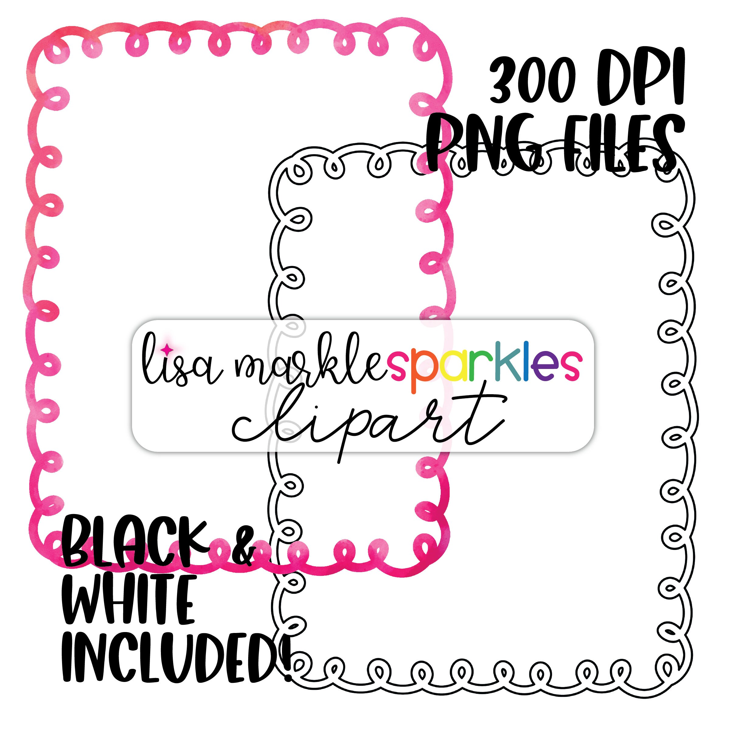 Watercolor Rainbow Curly Swirly Frame Border Clipart PNG Image Scribble ...