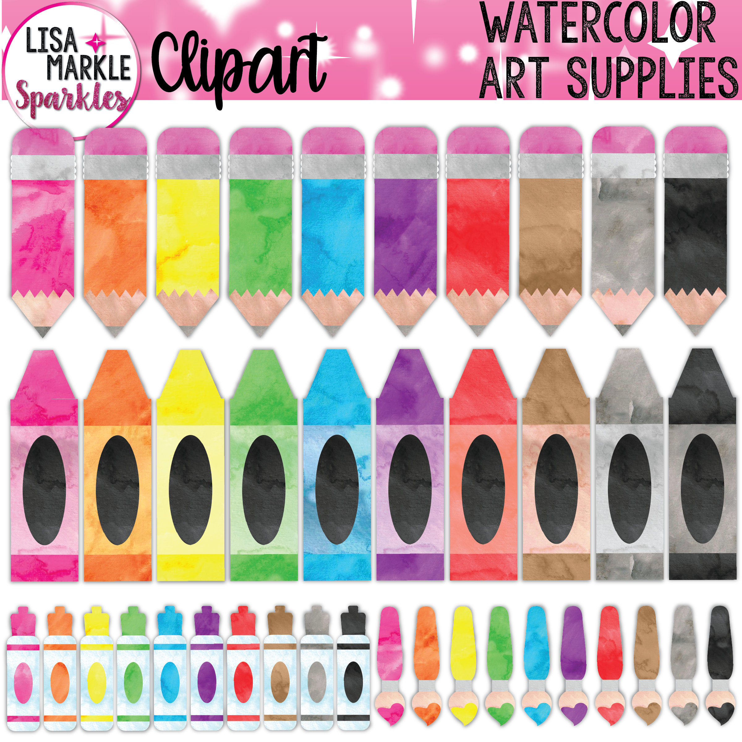 Pencil Clipart, Crayon Clipart, Watercolor Art Clipart - Etsy Australia