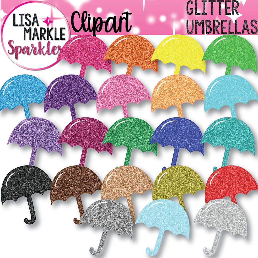 Umbrella Clipart, Glitter Umbrella Clipart, Spring Clipart - Etsy