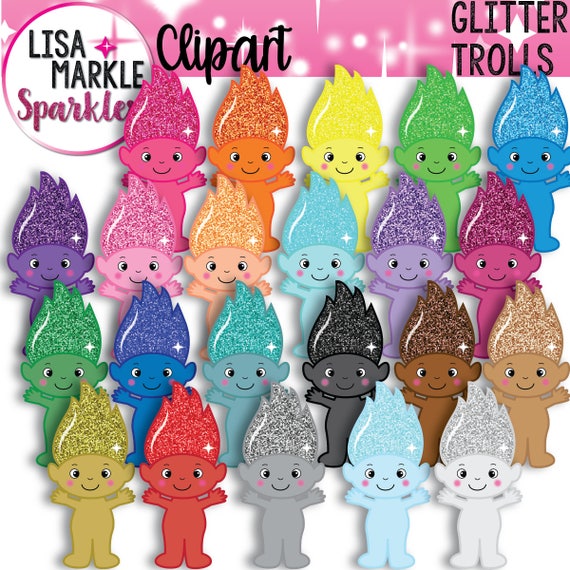 Troll Clipart Glitter Troll Clipart | Etsy