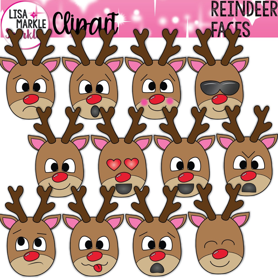 Rudolph Reindeer Clipart, Christmas Clipart, Emoji Clipart - Etsy