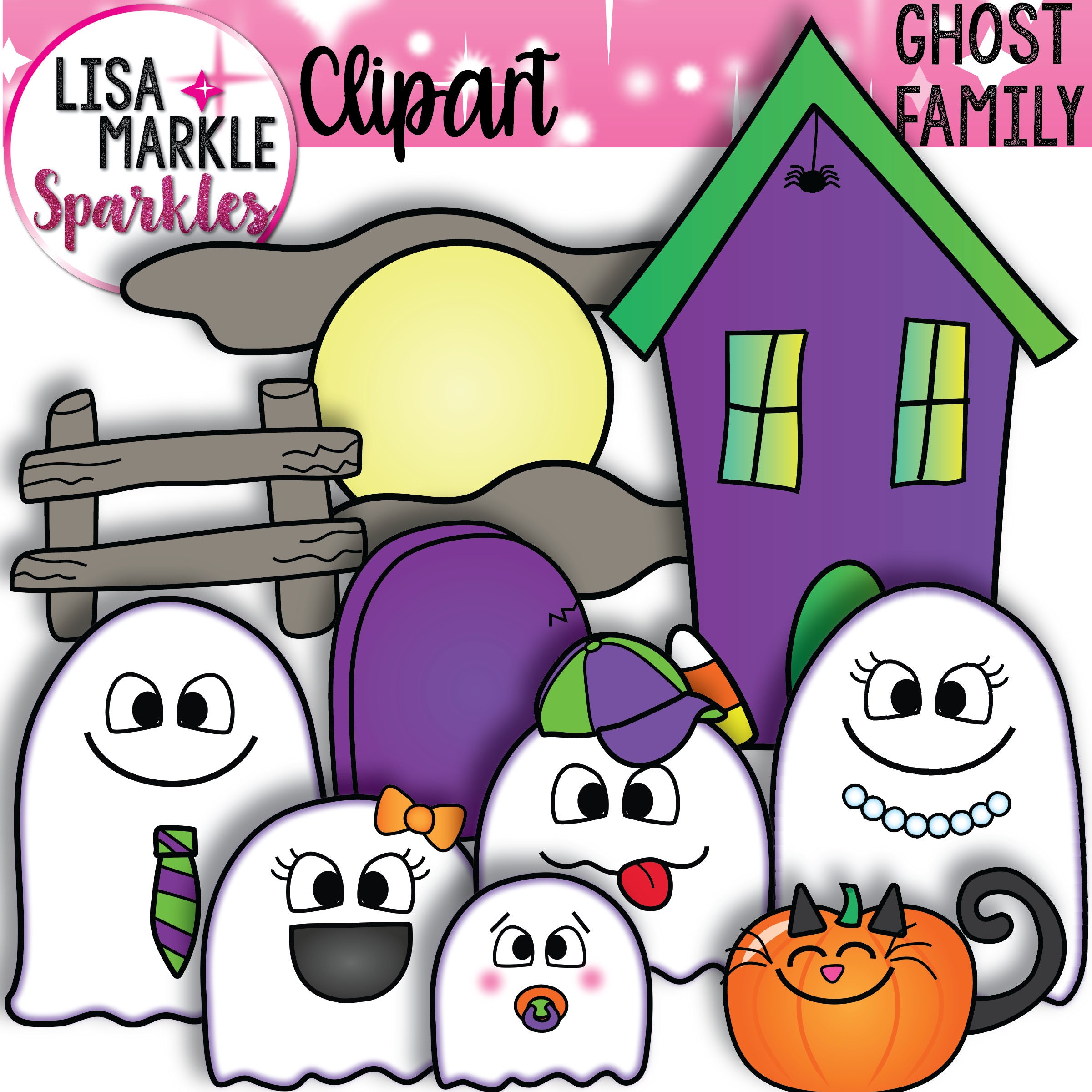 Halloween Clipart Ghost Clipart October Clipart Family | Etsy