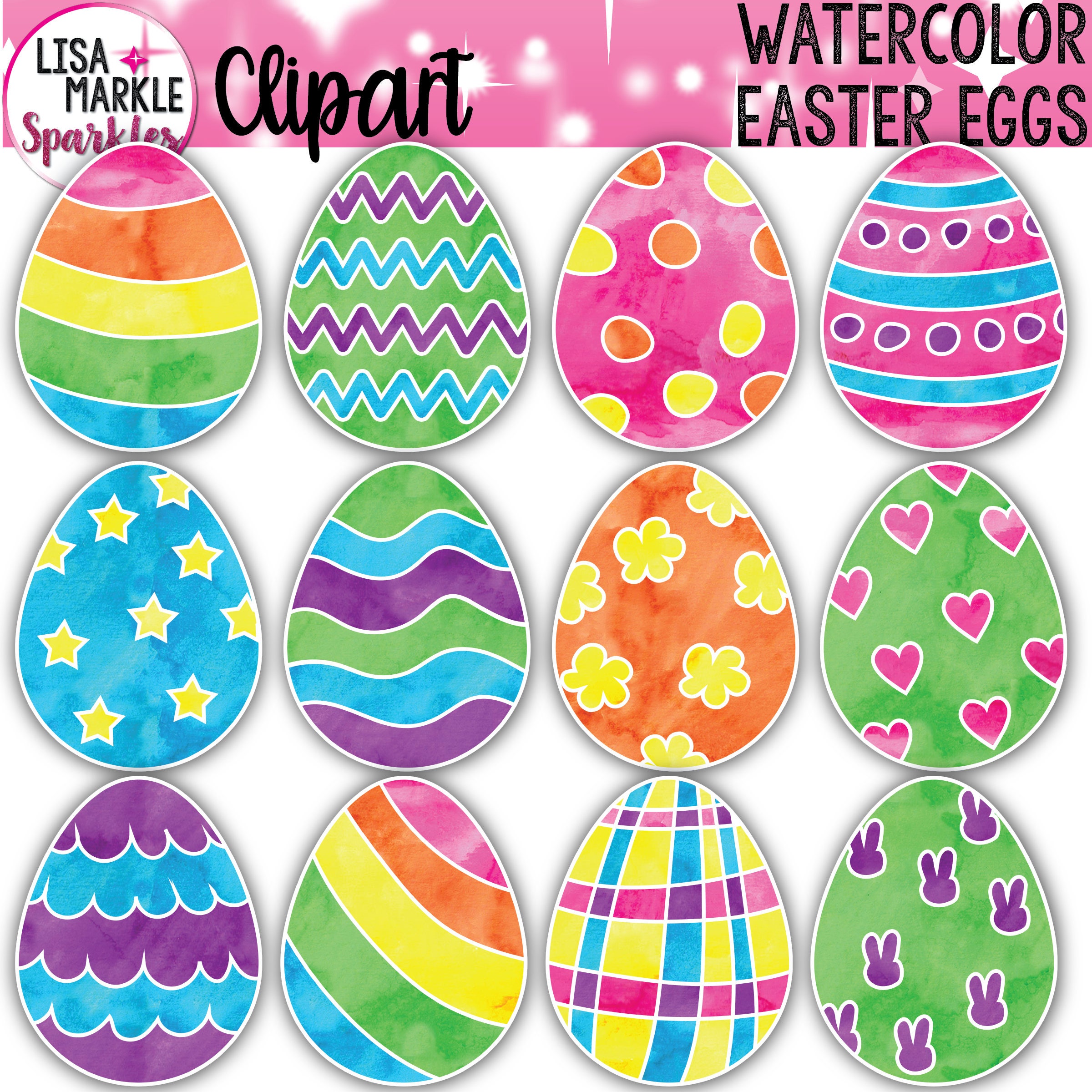 Easter Egg Clipart, Watercolor Easter Clipart - Etsy