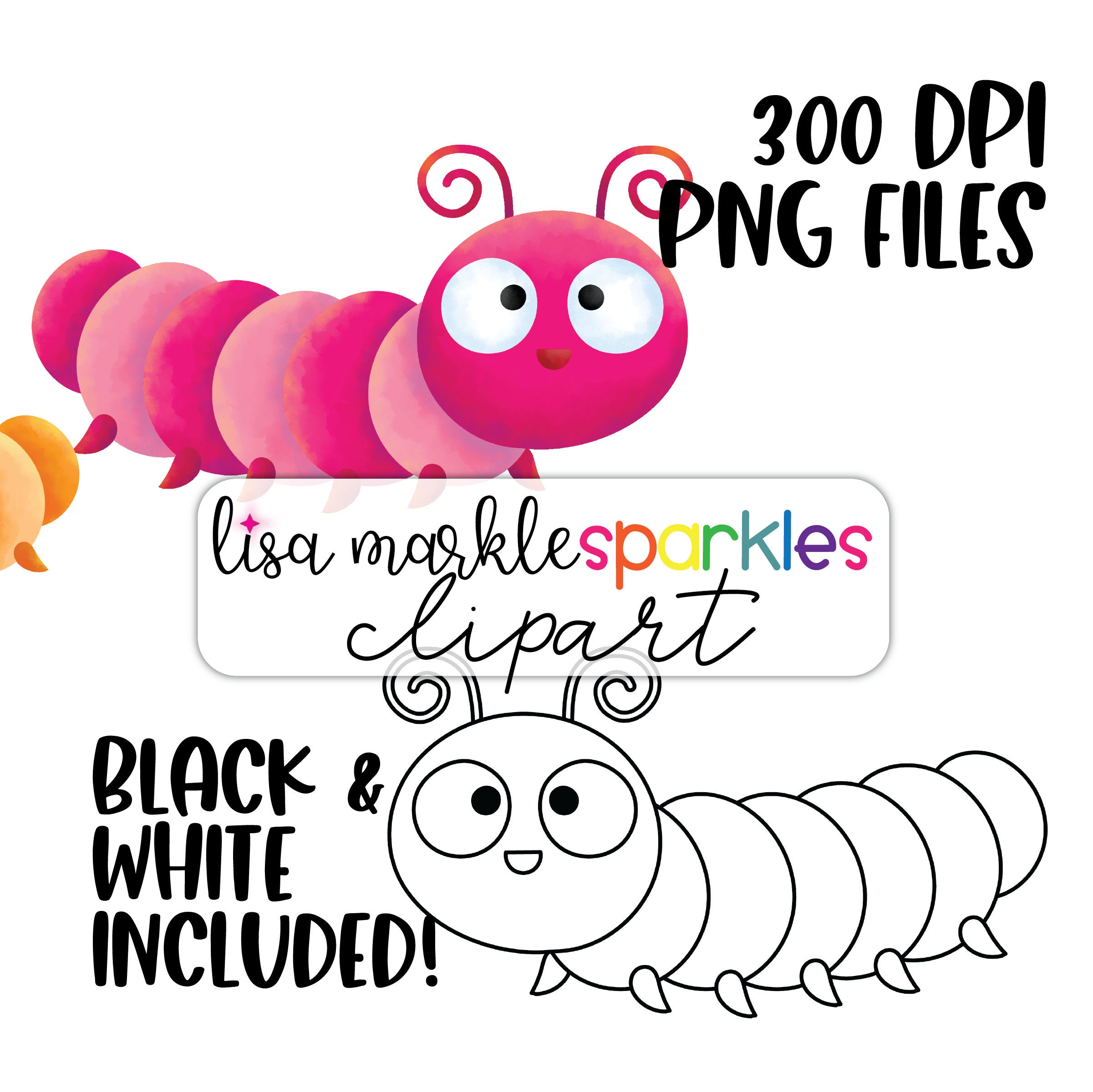 Watercolor Caterpillar Clipart Rainbow Caterpillar Clipart | Etsy