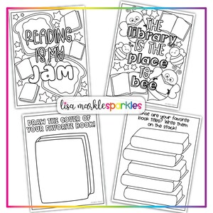 Reading Library Book Coloring Pages Printable PDF for Kids and Adults ...