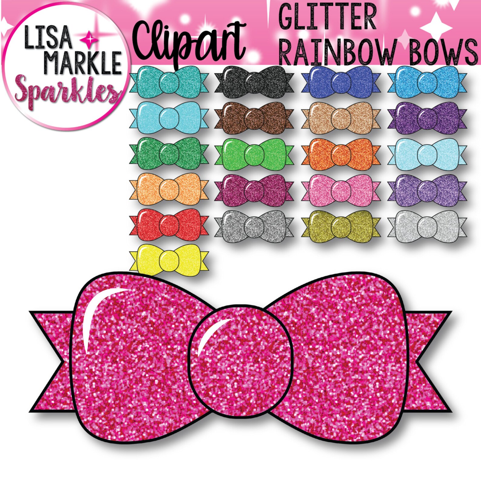 Ribbon Clipart Bow Clipart Glitter Clipart Rainbow Clipart | Etsy