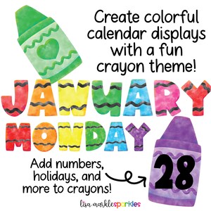 Watercolor Rainbow Crayon Clipart Bundle Month Day of the Week Planner ...