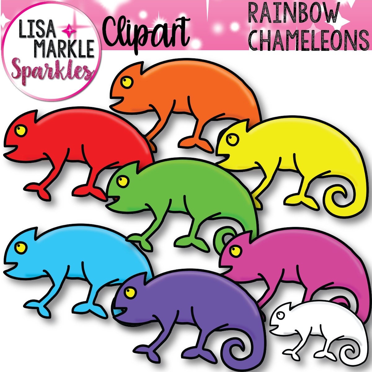 Chameleon Clipart Rainbow Chameleon Clipart | Etsy