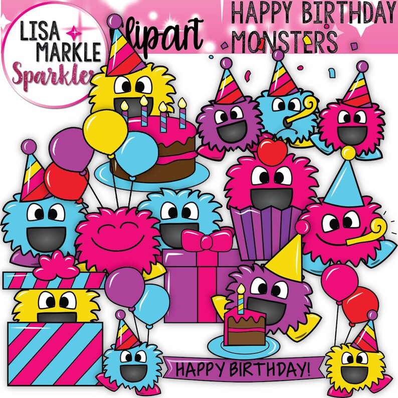 Happy Birthday Clipart, Monsters Clipart, Birthday Clipart, Cake ...