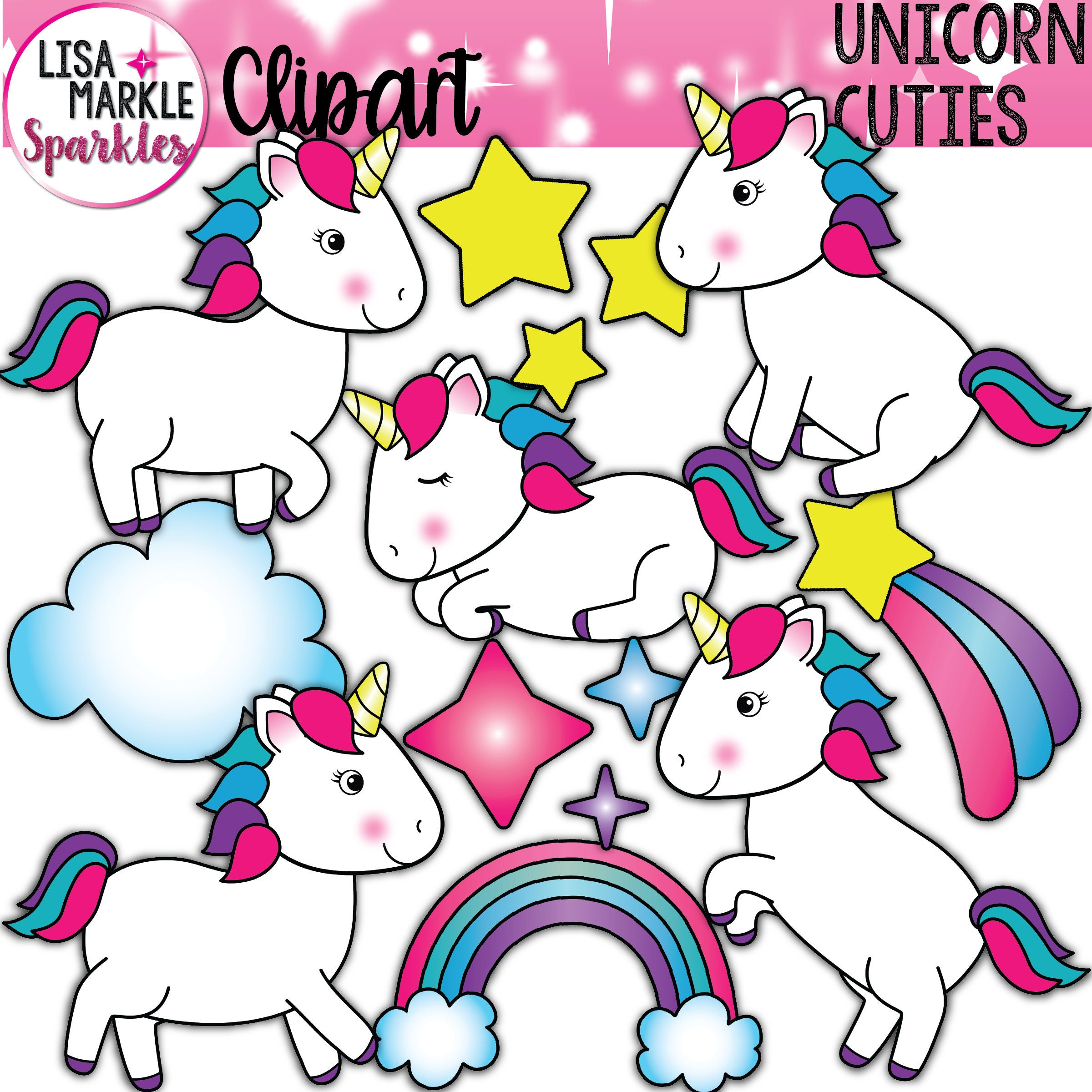 Unicorn Clipart Rainbow Clipart Star Clipart Unicorn - Etsy