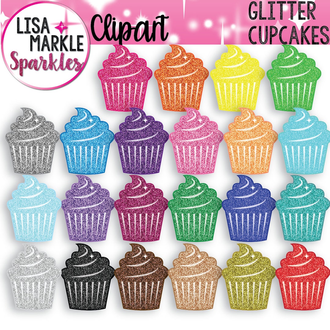 Cupcake Clipart, Glitter Cupcake Clipart, Rainbow Cupcake Clipart ...